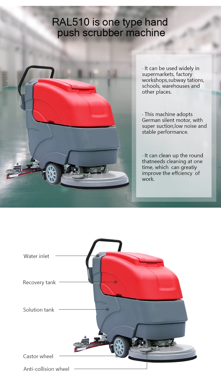 Hand Push Floor Scrubber Cleaning Machine